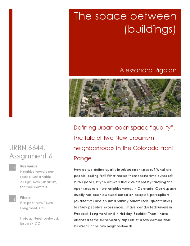(PDF) The space between buildings. Defining urban open space quality ...