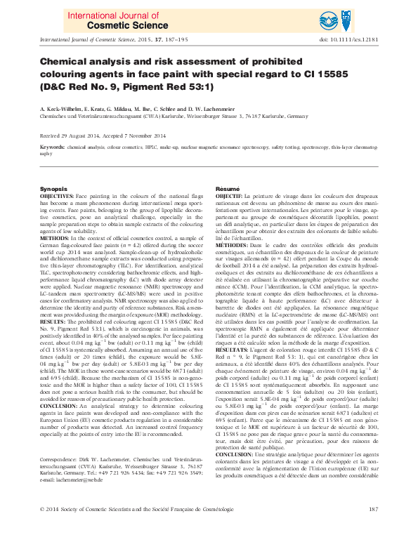 (PDF) Chemical analysis and risk assessment of prohibited colouring ...