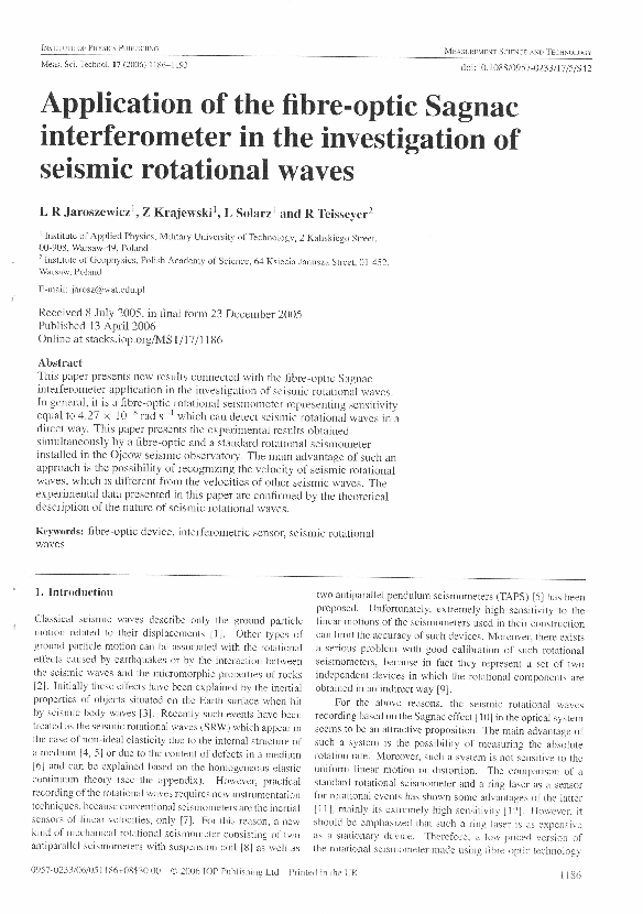 (PDF) Application of the fibre-optic Sagnac interferometer in the investigation of seismic ...