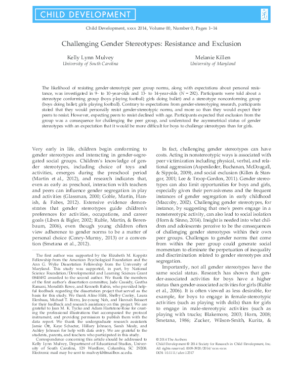 (PDF) Challenging Gender Stereotypes: Resistance and Exclusion