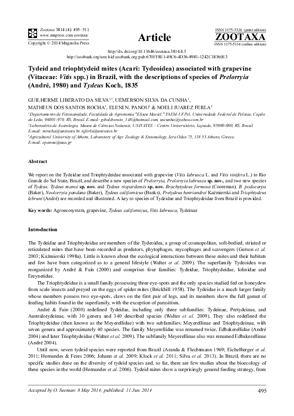 (PDF) New species and records of Neopronematus (Acari: Iolinidae) from ...