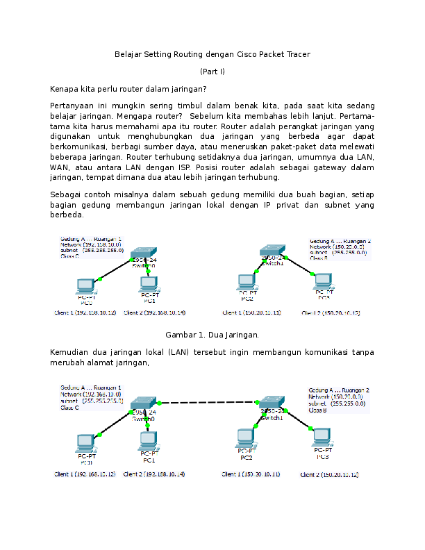 Doc Belajar Setting Routing Dengan Cisco Packet Tracer Part I