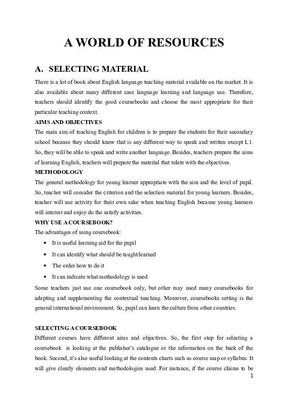 (DOC) Group 3 - A World of Resources Paper