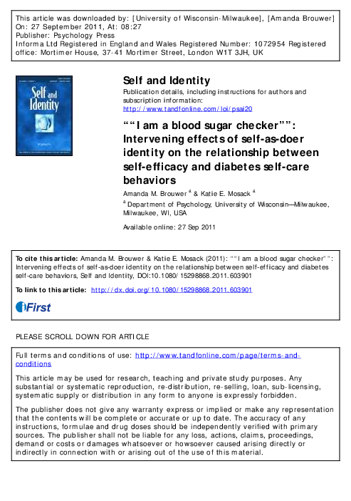 (PDF) “I Am a Blood Sugar Checker”: Intervening Effects of Self-as-doer ...