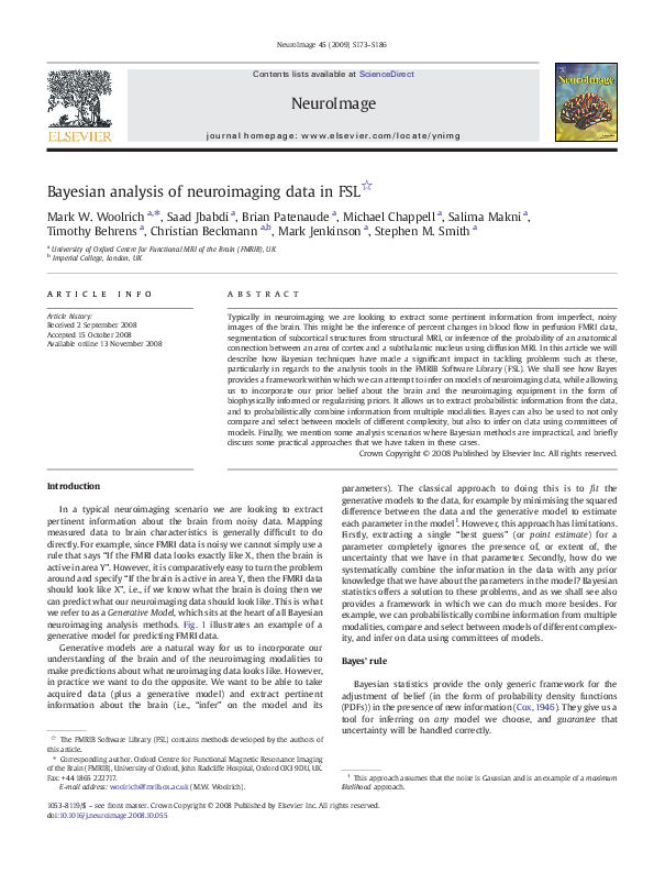 (PDF) Bayesian analysis of neuroimaging data in FSL