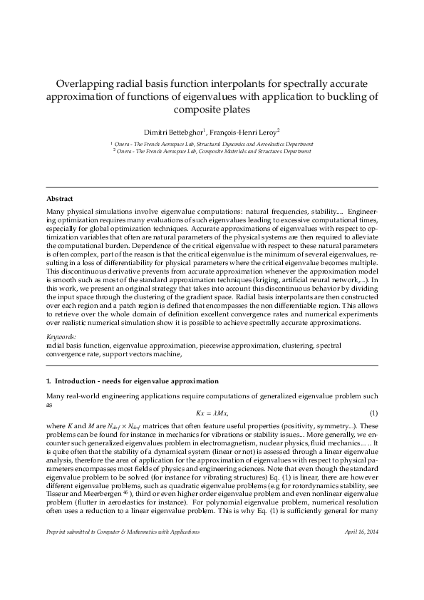 Pdf Overlapping Radial Basis Function Interpolants For Spectrally Accurate Approximation Of