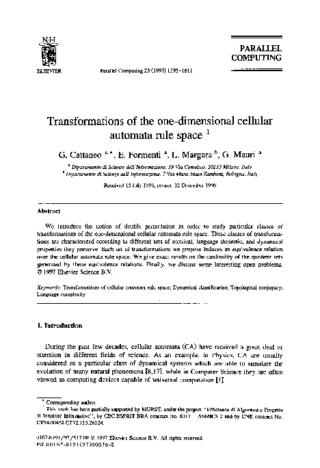 (PDF) Transformations of the one-dimensional cellular automata rule space