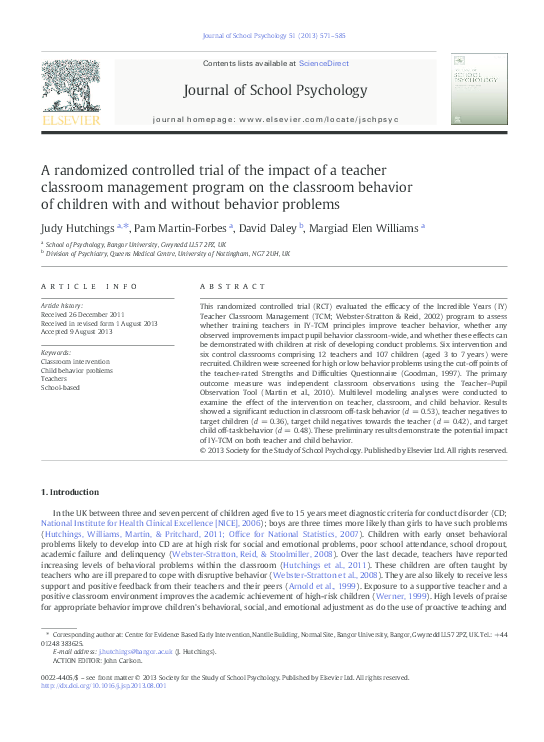 (PDF) A randomized controlled trial of the impact of a teacher ...