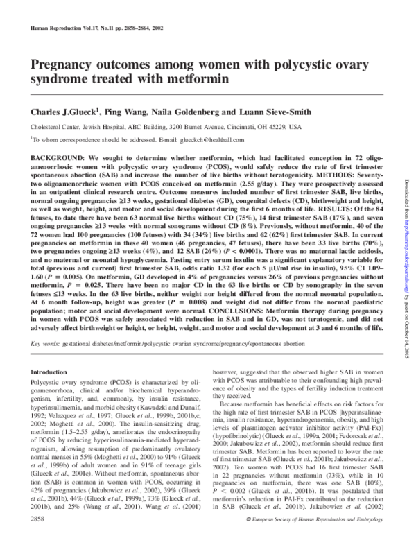 (PDF) Pregnancy outcomes among women with polycystic ovary syndrome ...