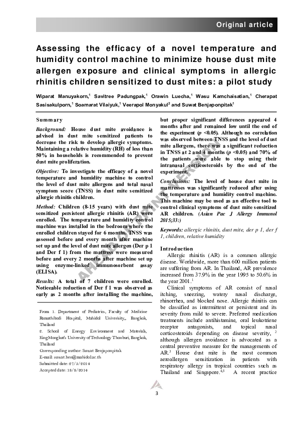 (PDF) Assessing the efficacy of a novel temperature and humidity ...