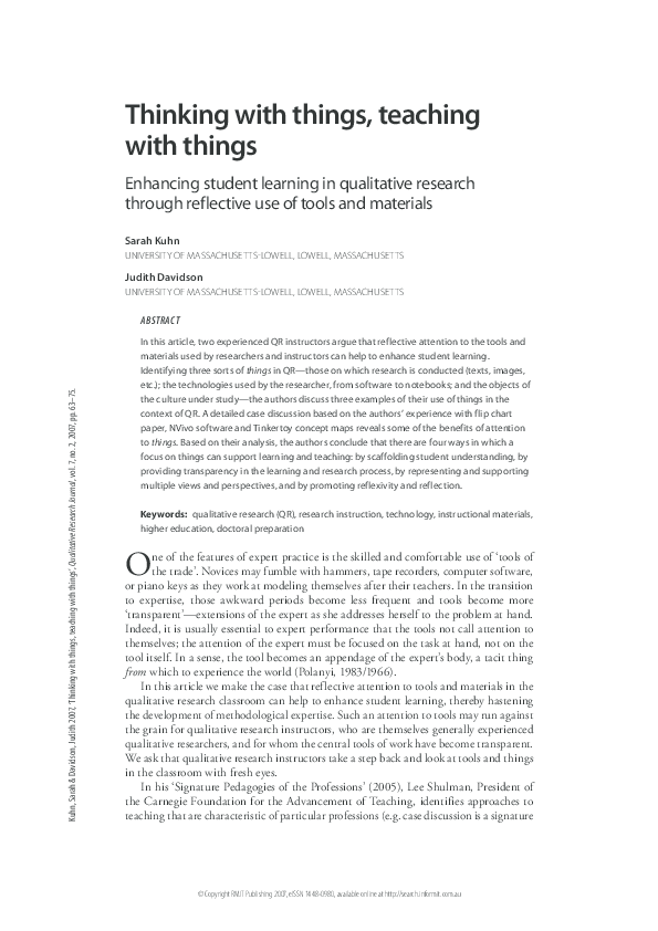 (PDF) Thinking with things, teaching with things - Enhancing student ...