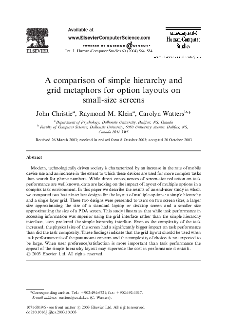 (PDF) A comparison of simple hierarchy and grid metaphors for option ...