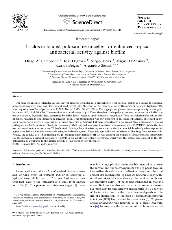 (PDF) Triclosan-loaded poloxamine micelles for enhanced topical ...