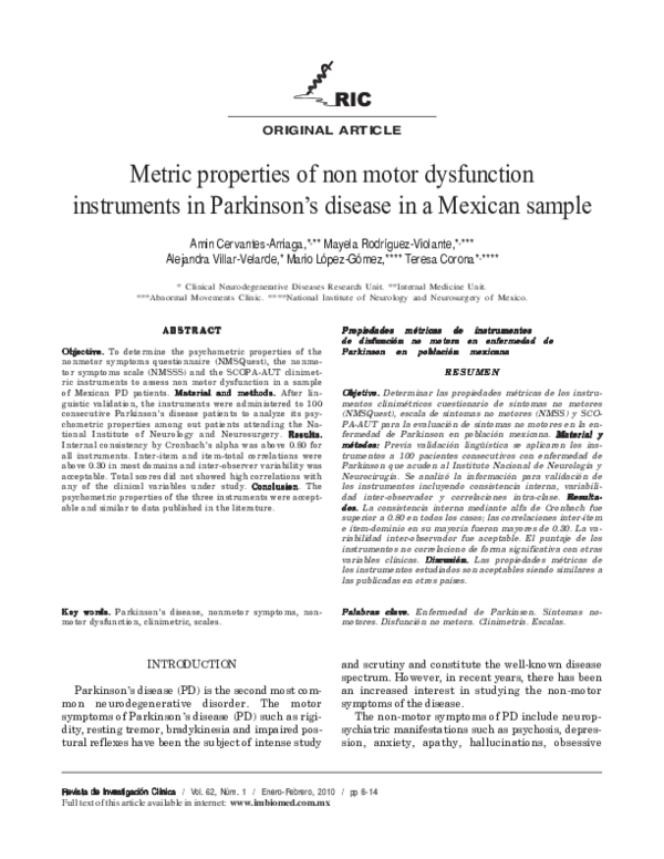 (PDF) Non-Motor Symptoms and their associated factors in Parkinson’s ...