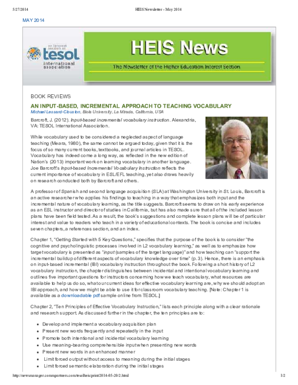 (PDF) Book Review: Input-based Incremental Vocabulary Instruction