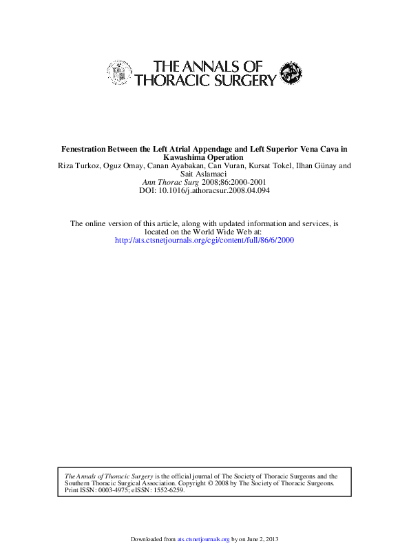 (PDF) Fenestration Between the Left Atrial Appendage and Left Superior ...