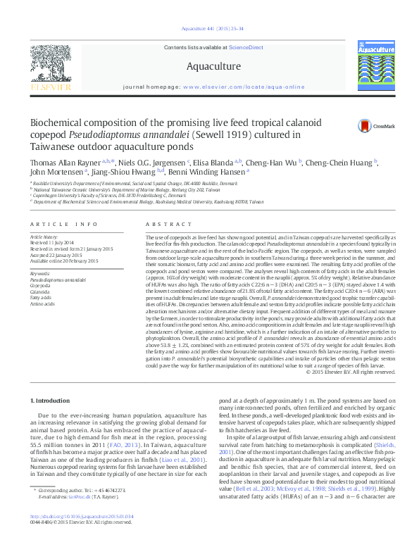 (PDF) Biochemical composition of the promising live feed tropical ...