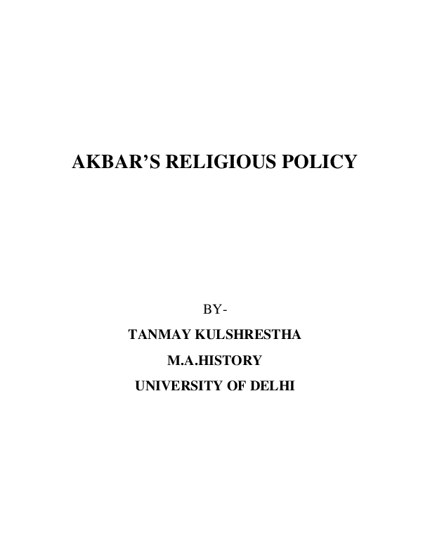 (PDF) AKBAR'S RELIGIOUS POLICY