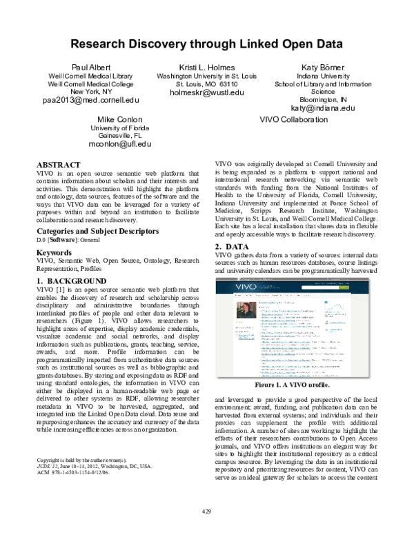 (PDF) Research discovery through linked open data