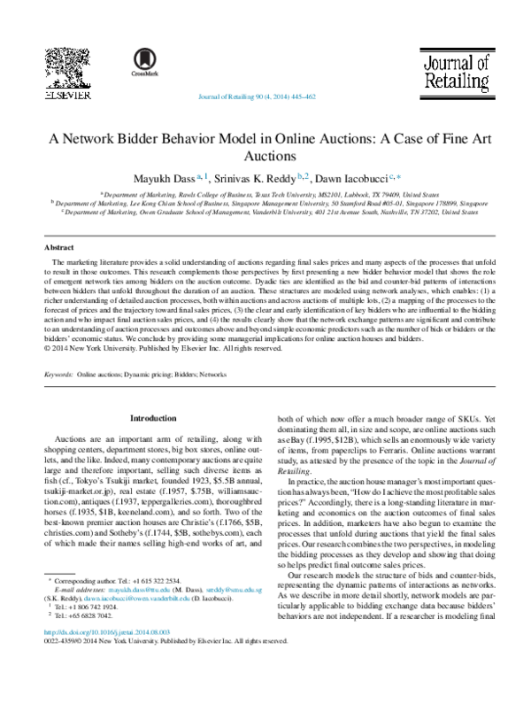 (PDF) A Network Bidder Behavior Model in Online Auctions: A Case of ...