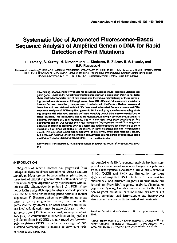 (PDF) Systematic use of automated fluorescence-based sequence analysis of amplified genomic DNA ...