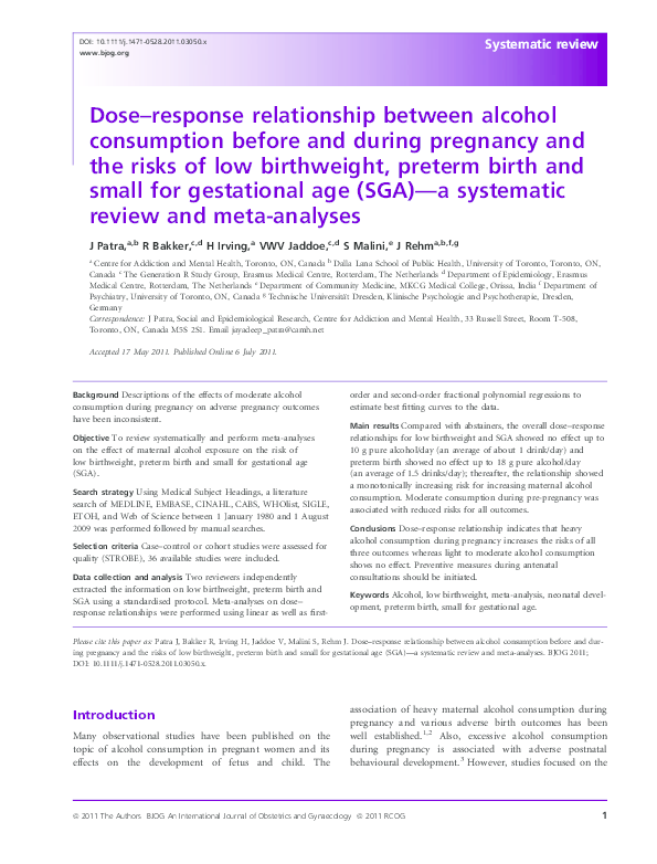 (PDF) Dose-response relationship between alcohol consumption before and ...