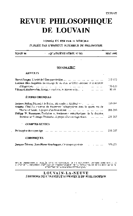 (PDF) Evolution et fondements métaphysiques de la doctrine thomiste sur ...