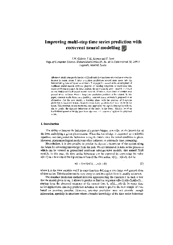 (PDF) Improving multi-step series prediction with recurrent neural modelling