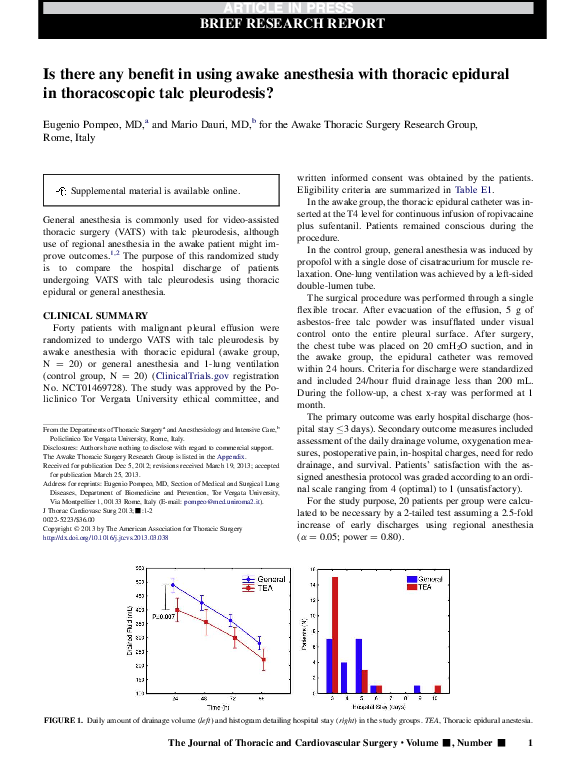 (PDF) Is there any benefit in using awake anesthesia with thoracic ...