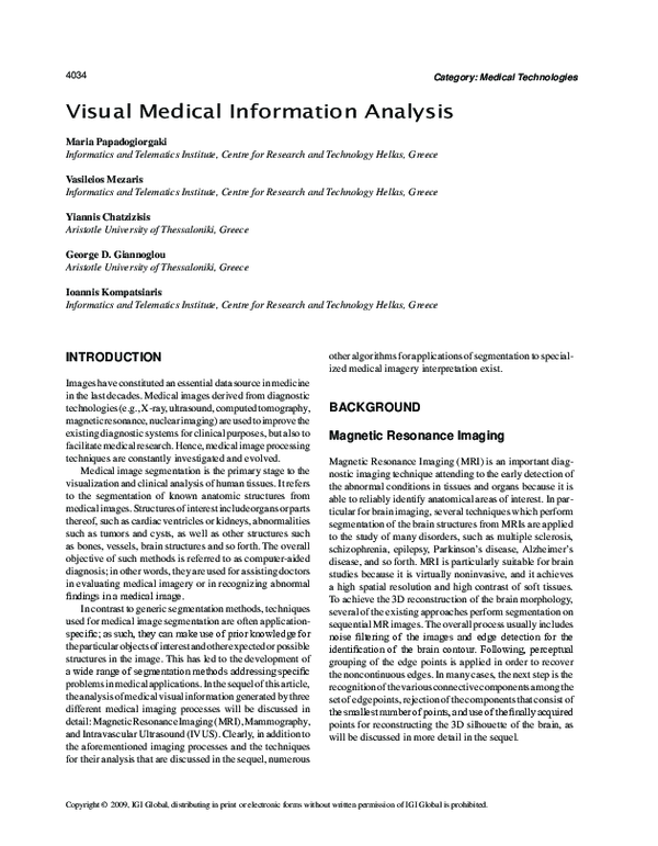 (PDF) Visual Medical Information Analysis