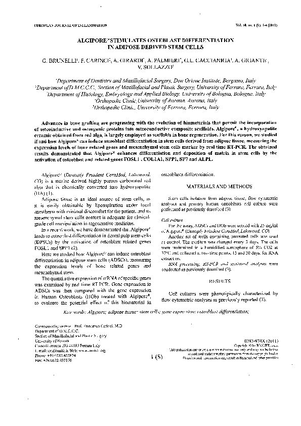 (PDF) ALGIPORE@ STIMULATES OSTEBLAST DIFFERE,NTIATION INADIPOSE DERIVED ...