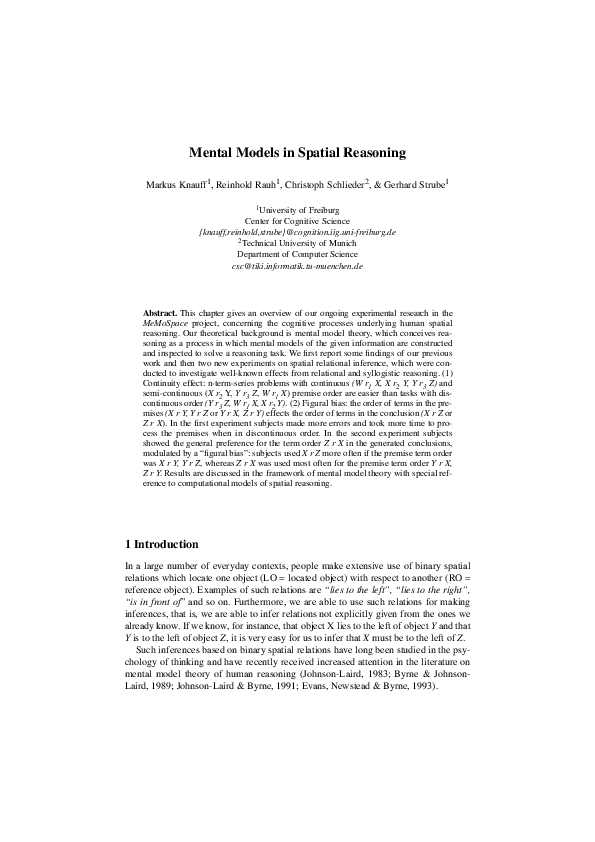 (PDF) Mental Models in Spatial Reasoning | Gerhard Strube - Academia.edu