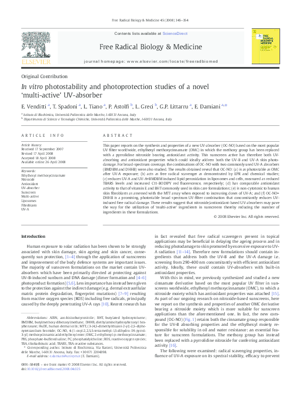 (PDF) In vitro photostability and photoprotection studies of a novel ...