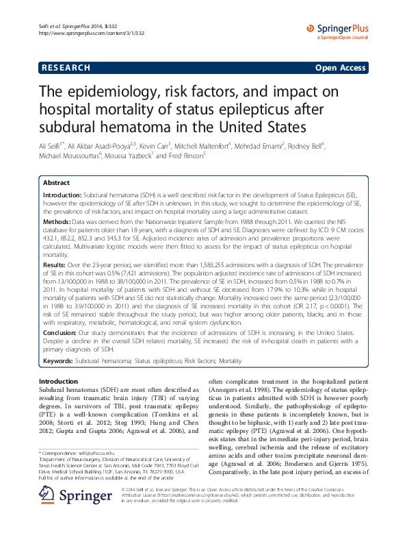 (PDF) The epidemiology, risk factors, and impact on hospital mortality ...