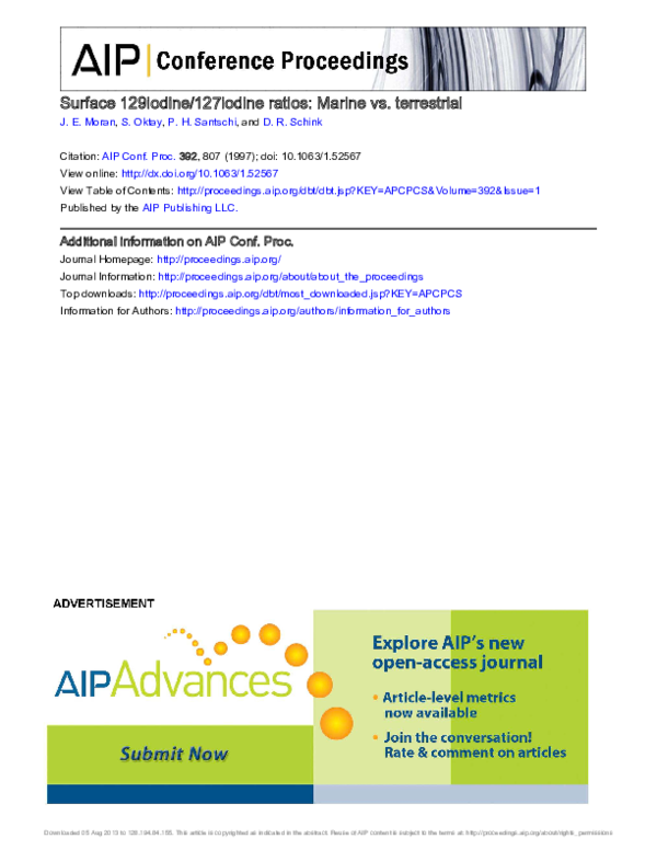 (PDF) Surface [sup 129]iodine/[sup 127]iodine ratios: Marine vs ...