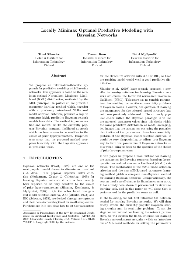 Pdf Locally Minimax Optimal Predictive Modeling With Bayesian Networks