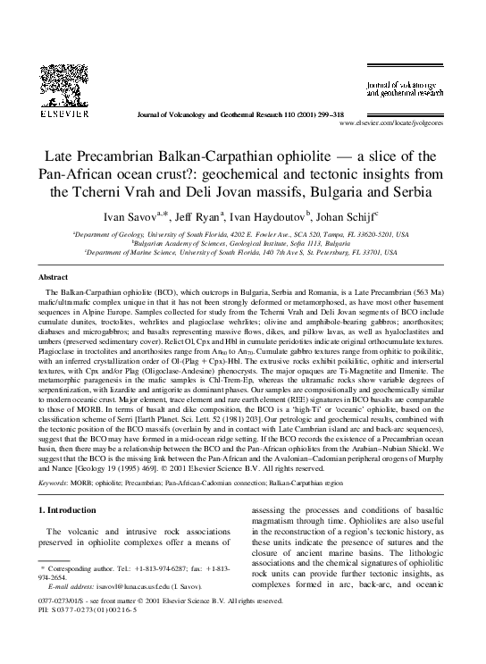 (PDF) Late Precambrian Balkan-Carpathian ophiolite — a slice of the Pan ...