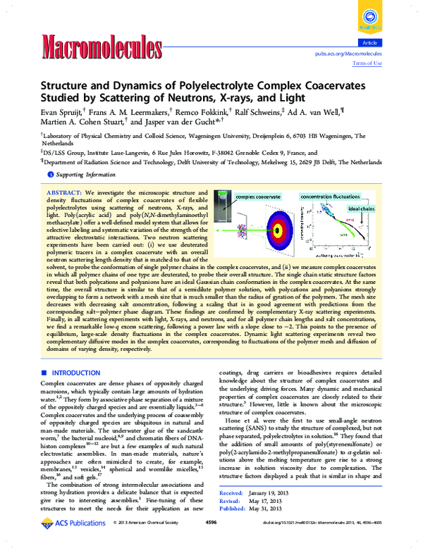 (PDF) Structure and Dynamics of the Polyelectrolyte Complex Formation