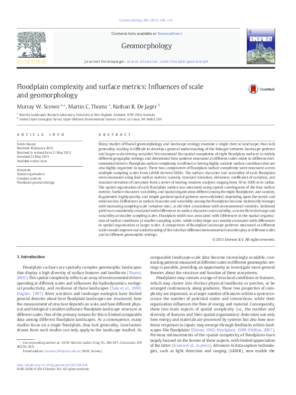 (PDF) An index of floodplain surface complexity