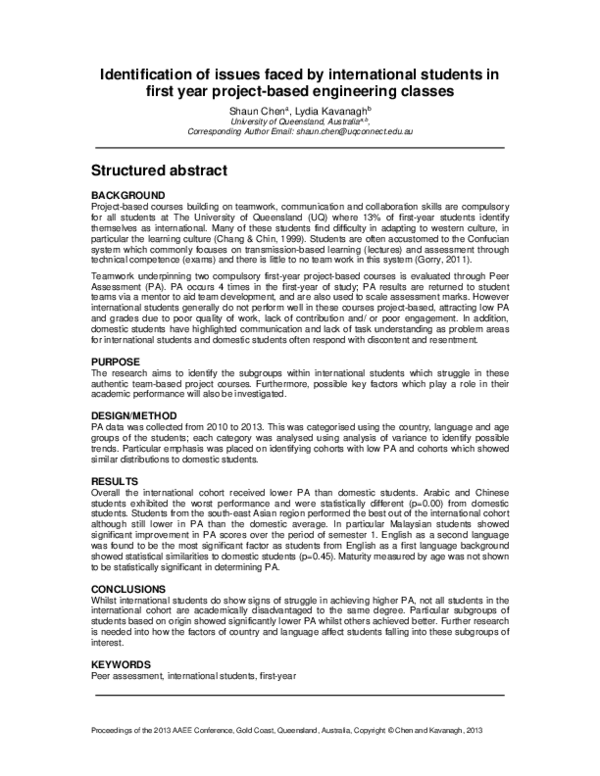 (PDF) Identification of issues faced by international students in first ...