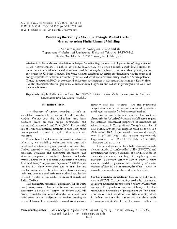 (PDF) Predicting the Young’s Modulus of Single-Walled Carbon Nanotubes ...