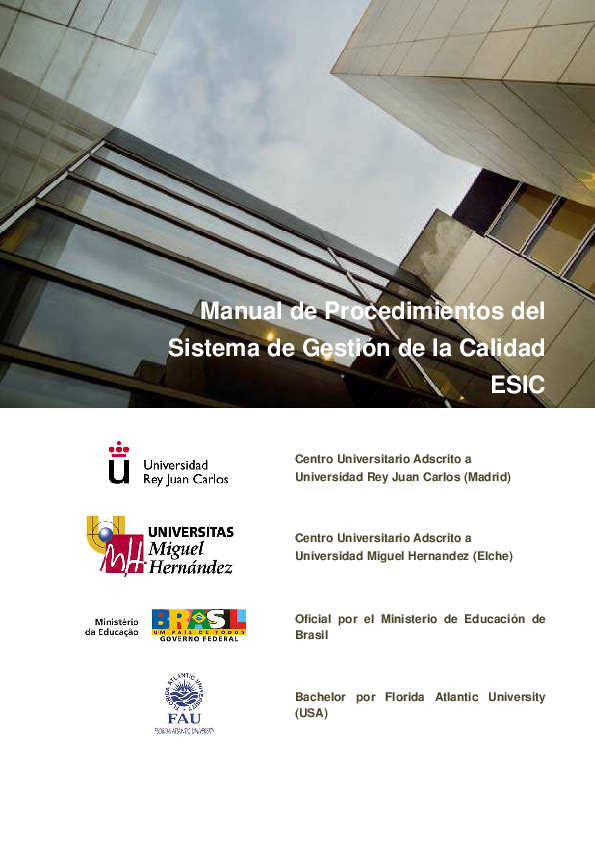 (PDF) Manual de procedimientos sistema calidad grado esic 2012