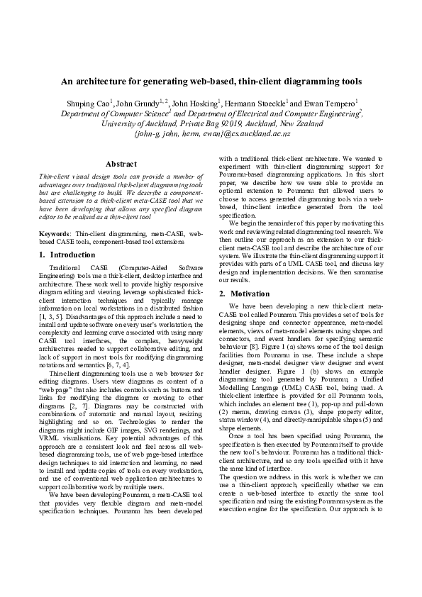 (PDF) Architecture for generating Web-based, thin-client diagramming tools | John Hosking ...