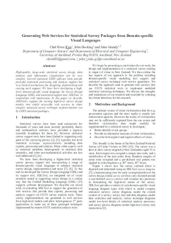 (PDF) Generating web services for statistical survey packages from domain-specific visual languages