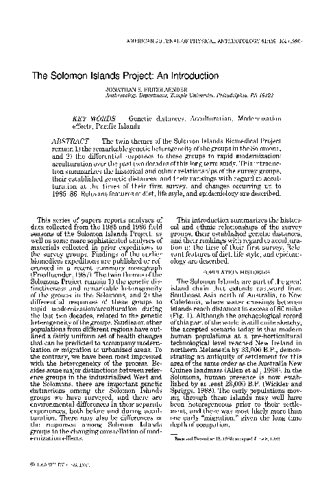 (PDF) The Solomon Islands Project: An introduction
