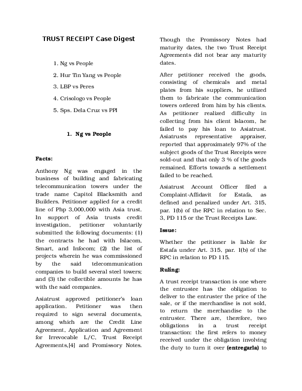 (DOC) TRUST RECEIPT Case Digest