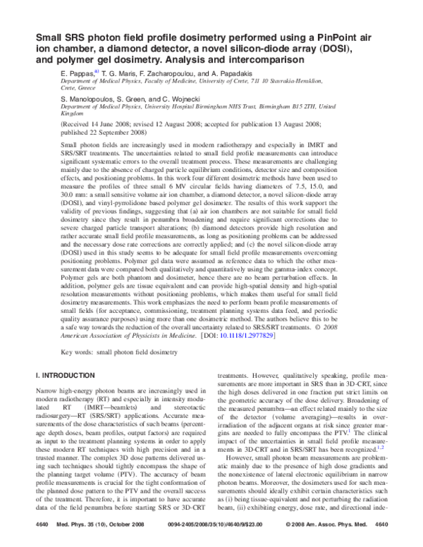 (PDF) Small SRS photon field profile dosimetry performed using a ...