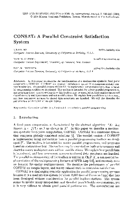 (PDF) CONSAT: A parallel constraint satisfaction system