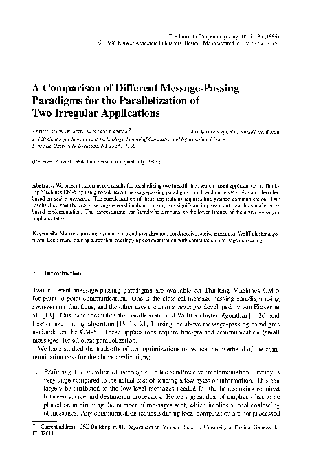 Pdf A Comparison Of Different Message Passing Paradigms For The Parallelization Of Two