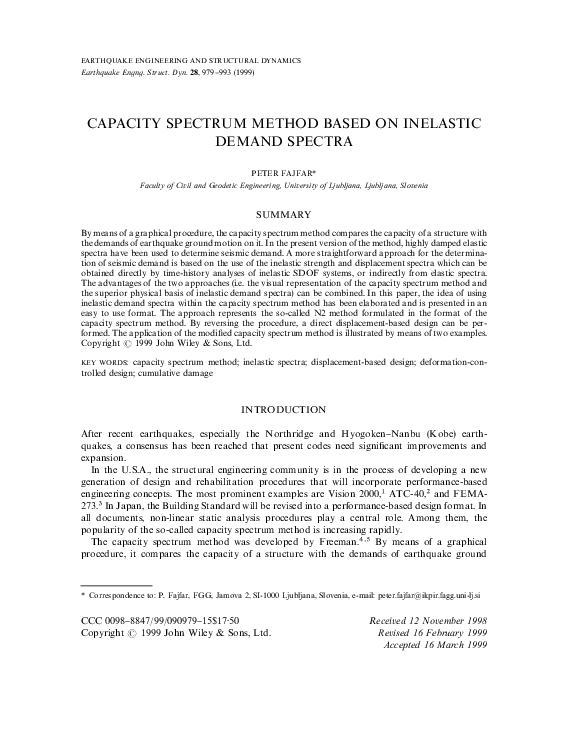 (PDF) Capacity spectrum method based on inelastic demand spectra